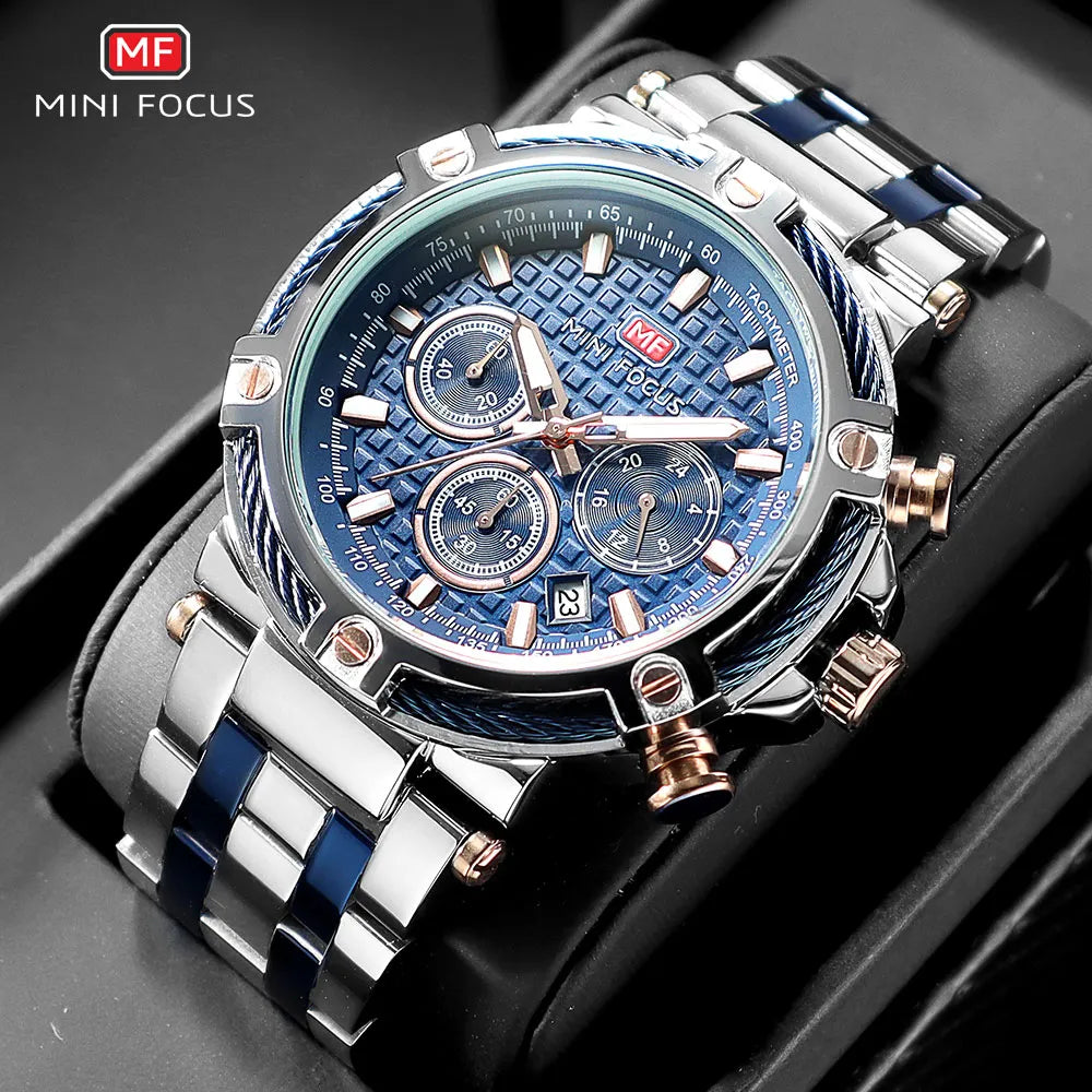 MINI FOCUS Men Watch -Chronograph Luminous Wristwatch with Date 24-hou ...