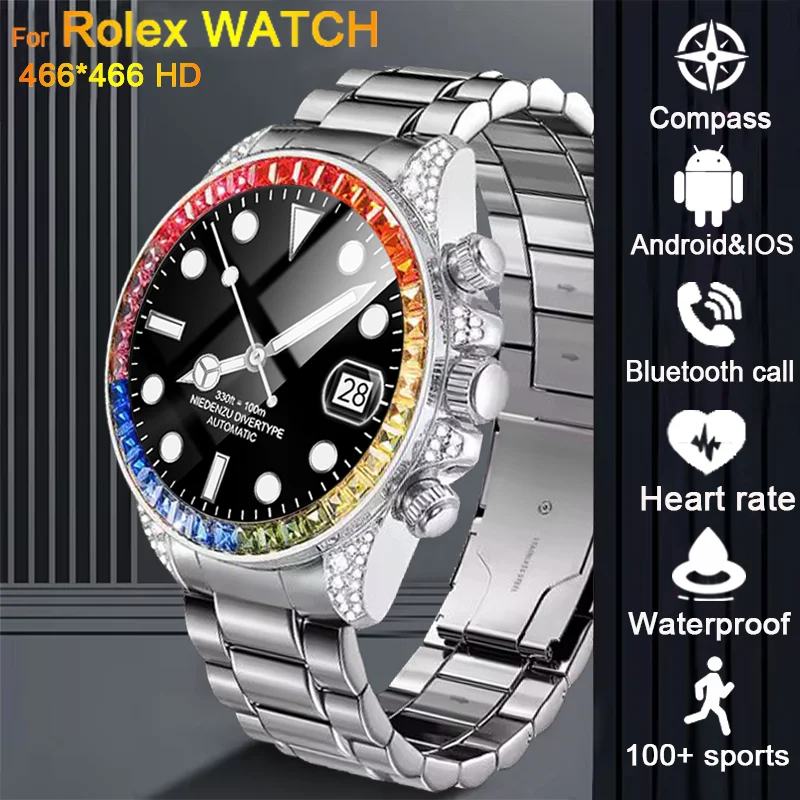 2025 New For Rolex Smartwatch Men Compass GPS Track Watches Amoled Alw ...